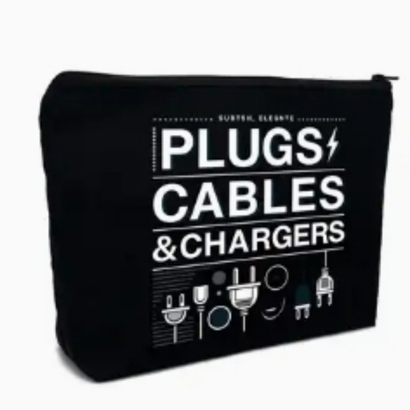 Bags | Plugs Cables Chargers Pink Or Black Canvas Bag With Usb Plug In ...
